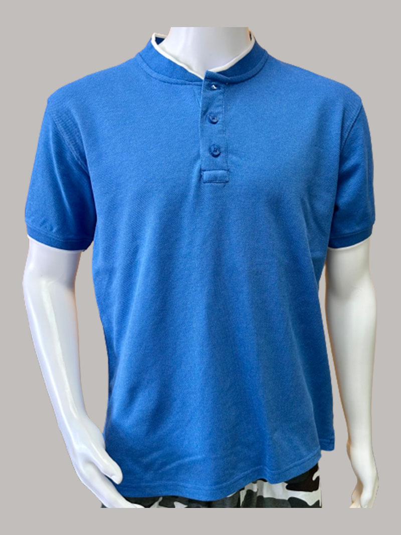BLUE Chinese collar t-shirt – Cottons Street